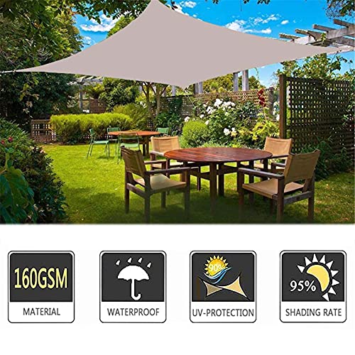 JLCP 2.5X2.5M Waterproof Square Sun Shade Sail, Outdoor Patio Party Rectangle Sunscreen Awning with Fixing Kit,Anti-UV/Sun Protection Garden Sun Shade Canopy with 4 Free Rope,Light Brown