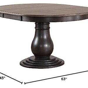 Iconic Furniture Bella Base Dining, 45" x45" x 63" Antiqued Grey, Black Stone Round Table