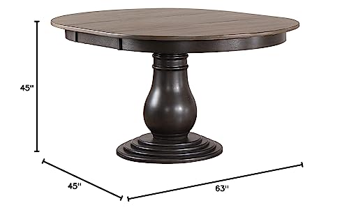 Iconic Furniture Bella Base Dining, 45" x45" x 63" Antiqued Grey, Black Stone Round Table