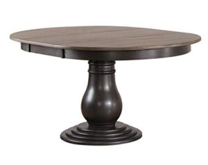 iconic furniture bella base dining, 45" x45" x 63" antiqued grey, black stone round table