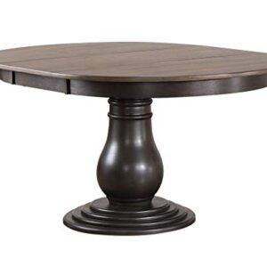 Iconic Furniture Bella Base Dining, 45" x45" x 63" Antiqued Grey, Black Stone Round Table