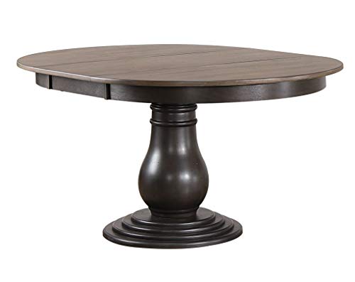 Iconic Furniture Bella Base Dining, 45" x45" x 63" Antiqued Grey, Black Stone Round Table