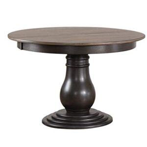 Iconic Furniture Bella Base Dining, 45" x45" x 63" Antiqued Grey, Black Stone Round Table