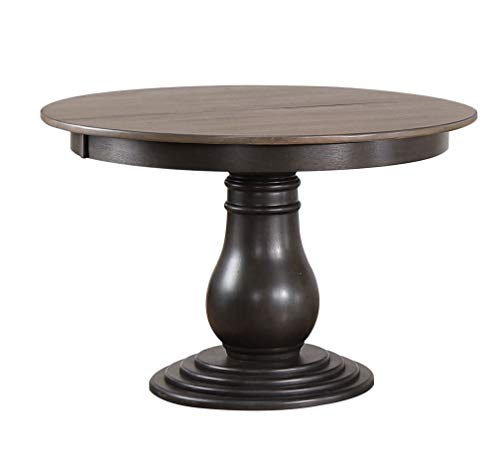 Iconic Furniture Bella Base Dining, 45" x45" x 63" Antiqued Grey, Black Stone Round Table