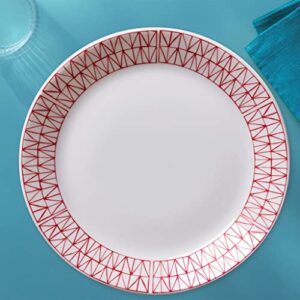 Corelle Everyday Expressions 4-Pc Dining Plates Set, Service for 4, Durable and Eco-Friendly 10-1/2-Inch , Higher Rim Glass Dinner Plate , Microwave and Dishwasher Safe, Graphic Stitch