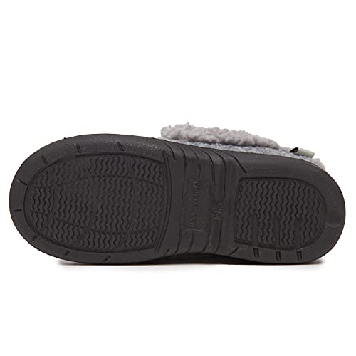 Lucky Brand Boy's Faux Wool A-line House Shoes for Kids, Memory Foam Slippers, Grey, 9/10