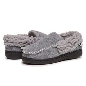 Lucky Brand Boy's Faux Wool A-line House Shoes for Kids, Memory Foam Slippers, Grey, 9/10