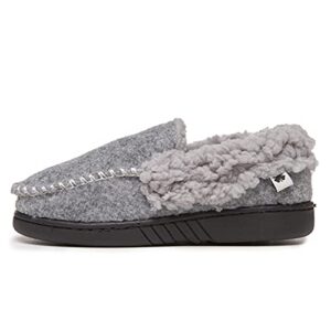 Lucky Brand Boy's Faux Wool A-line House Shoes for Kids, Memory Foam Slippers, Grey, 9/10