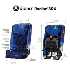 Diono Radian 3RX 3-in-1 Rear and Forward Facing Convertible Car Seat, Adjustable Head Support & Infant Insert, 10 Years 1 Car Seat Ultimate Safety and Protection, Slim Fit 3 Across, Blue Sky