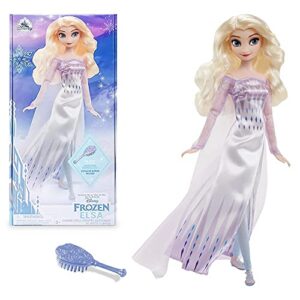 disney store official princess elsa classic doll for kids, frozen 2, 11½ inches, includes golden brush with molded details, fully posable toy in satin dress - suitable for ages 3+ toy figure