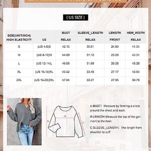 Dokotoo Womens 2023 Fall V Neck Fashion Button Cable Knit Sweater Basic Solid Soft Ladies Batwing Long Sleeve Pullover Tops Jumpers Outwear Khaki M