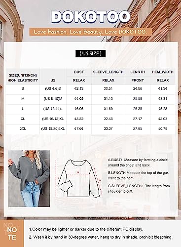 Dokotoo Womens 2023 Fall V Neck Fashion Button Cable Knit Sweater Basic Solid Soft Ladies Batwing Long Sleeve Pullover Tops Jumpers Outwear Khaki M