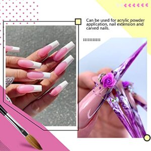 Saviland 5pcs Acrylic Nail Brush for Acrylic Powder Size 4/6/8/10/12 Professional Nail Art Brushes Set Wood Handle Nail Brushes for Acrylic Application Nail Extension Carving