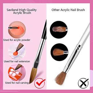 Saviland 5pcs Acrylic Nail Brush for Acrylic Powder Size 4/6/8/10/12 Professional Nail Art Brushes Set Wood Handle Nail Brushes for Acrylic Application Nail Extension Carving