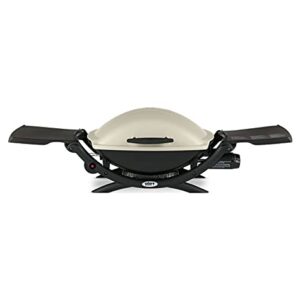 Weber Q 2000 Portable Liquid Propane Gas Grill (Titanium) Starter Bundle (2 Items)