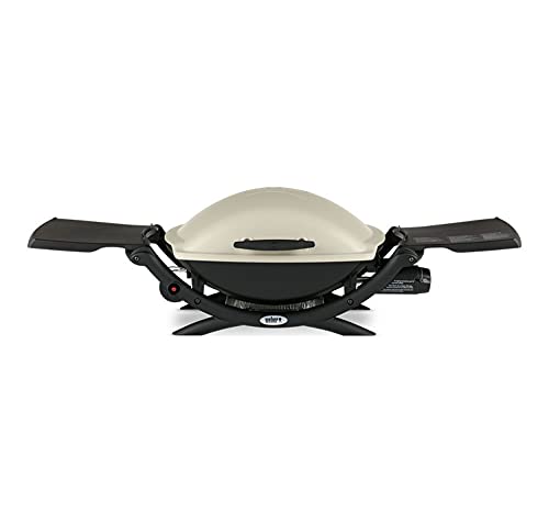 Weber Q 2000 Portable Liquid Propane Gas Grill (Titanium) Starter Bundle (2 Items)