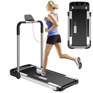 vivohome 2 in 1 under desk electric folding treadmill 2.25hp with app, watch remote control, led display and 12 preset programs portable workout running jogging walking machine for home office