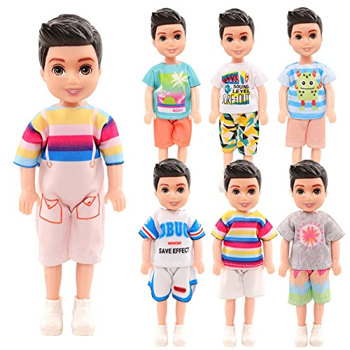 TimDtvo 7Pcs 6 inch Chelsea Boy Doll Clothes for Chelsea Boy Doll, 7 Sets Doll Outfits with 7 Pair Doll Shoes Accessories (No Doll)