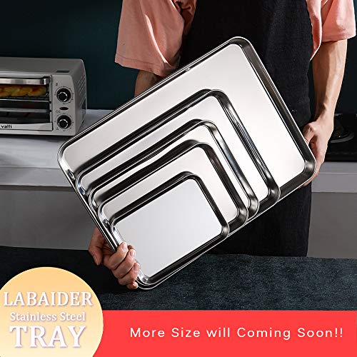 2 Pack Stainless Steel Tray Non Toxic Heavy Duty Thickening Pan for Kitchen Baking, Lab Instrument, Dental, Medical Surgical Instrument, Pet Treatment, Jewelry Tools（Medium