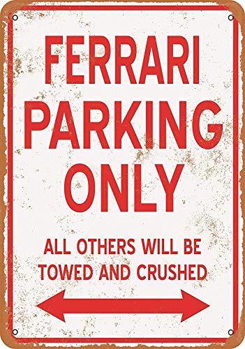 Kexle 16 x 12 Tin Metal Sign - Vintage Look Ferrari Parking ONLY Bar Cafe Home Wall Art Deco