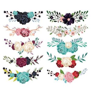 flower iron on sticker heat transfer patches 10 pcs appliques decals for t-shirt jeans backpacks jackets dress clothing art decoration accessories