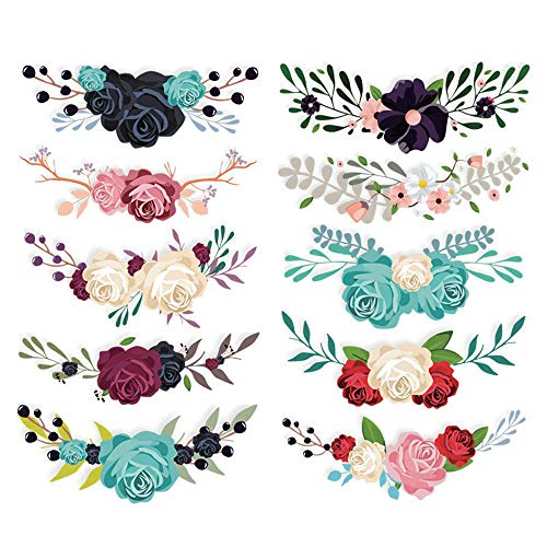 Flower Iron on Sticker Heat Transfer Patches 10 PCS Appliques Decals for T-Shirt Jeans Backpacks Jackets Dress Clothing Art Decoration Accessories