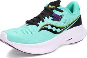 saucony women's guide 15 running shoe, cool mint/acid, 8