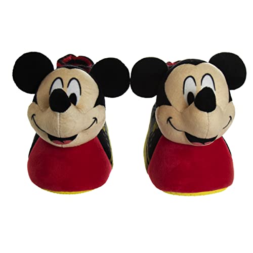 Disney Boys' Mickey Mouse Slippers – 3D Head Plush Sock Top Slippers (Toddler/Boy), Size 11-12 Little Kid, Mickey Mouse