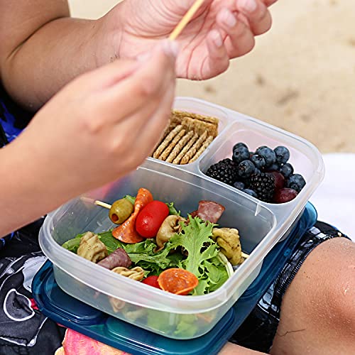 EasyLunchboxes® - Bento Lunch Boxes - Reusable 3-Compartment Food Containers for School, Work, and Travel, Set of 10 (Classic)