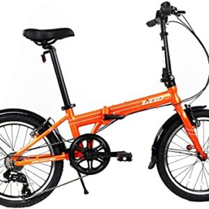 ZiZZO Via 20” Folding Bike-Lightweight Aluminum Frame Genuine Shimano 7-Speed 26lb (Metallic Orange)