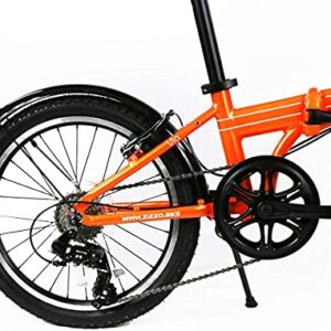 ZiZZO Via 20” Folding Bike-Lightweight Aluminum Frame Genuine Shimano 7-Speed 26lb (Metallic Orange)