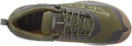 KEEN Men's NXIS Evo Low Height Waterproof Fast Packing Hiking Shoes, Dark Olive/Black Olive, 11