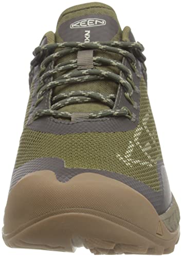 KEEN Men's NXIS Evo Low Height Waterproof Fast Packing Hiking Shoes, Dark Olive/Black Olive, 11