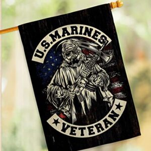 USBrotherhood Veteran Garden House Flag Set Armed Forces Marine Corps USMC Semper Fi United State American Military Retire Decoration Banner Small Yard Gift Double-Sided, Made in USA