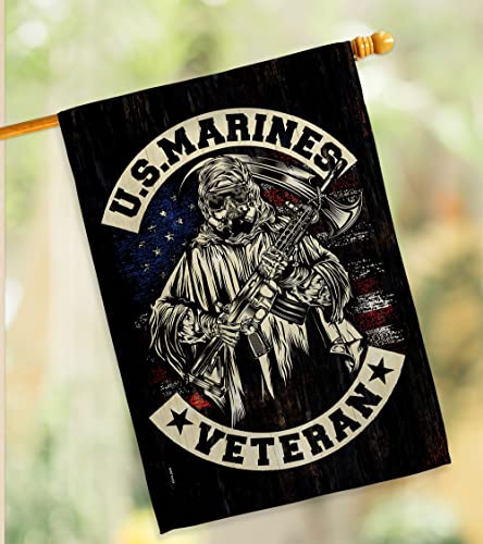 USBrotherhood Veteran Garden House Flag Set Armed Forces Marine Corps USMC Semper Fi United State American Military Retire Decoration Banner Small Yard Gift Double-Sided, Made in USA