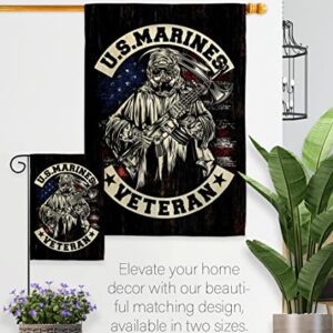 USBrotherhood Veteran Garden House Flag Set Armed Forces Marine Corps USMC Semper Fi United State American Military Retire Decoration Banner Small Yard Gift Double-Sided, Made in USA