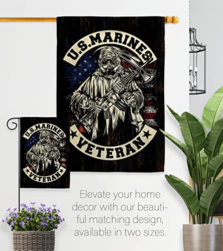 USBrotherhood Veteran Garden House Flag Set Armed Forces Marine Corps USMC Semper Fi United State American Military Retire Decoration Banner Small Yard Gift Double-Sided, Made in USA