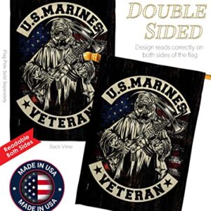 USBrotherhood Veteran Garden House Flag Set Armed Forces Marine Corps USMC Semper Fi United State American Military Retire Decoration Banner Small Yard Gift Double-Sided, Made in USA