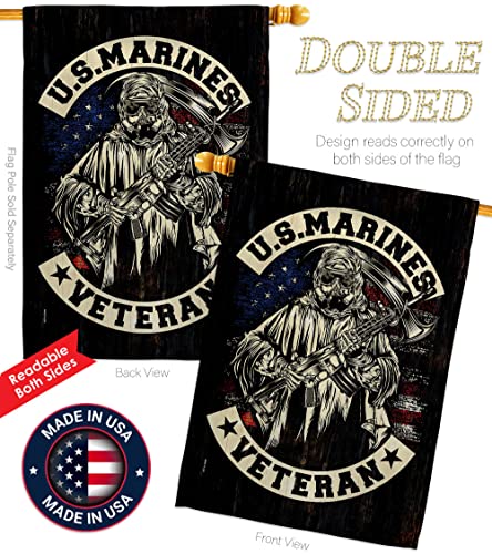 USBrotherhood Veteran Garden House Flag Set Armed Forces Marine Corps USMC Semper Fi United State American Military Retire Decoration Banner Small Yard Gift Double-Sided, Made in USA