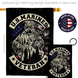 USBrotherhood Veteran Garden House Flag Set Armed Forces Marine Corps USMC Semper Fi United State American Military Retire Decoration Banner Small Yard Gift Double-Sided, Made in USA