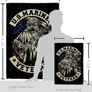 USBrotherhood Veteran Garden House Flag Set Armed Forces Marine Corps USMC Semper Fi United State American Military Retire Decoration Banner Small Yard Gift Double-Sided, Made in USA