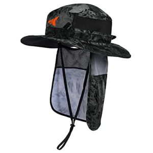 kastking upf 50 boonie hat fishing hat with removable neck flap sun hats,blackout