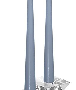 Hyoola Tall Taper Candles - 12 Inch Grey Blue Unscented Dripless Taper Candles - 10 Hour Burn Time - 12 Pack