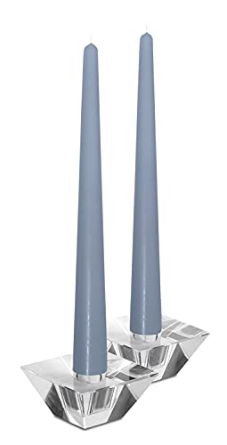 Hyoola Tall Taper Candles - 12 Inch Grey Blue Unscented Dripless Taper Candles - 10 Hour Burn Time - 12 Pack