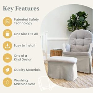 Glider Skirt, Universal Fit Safety Skirt for Glider Chair and Ottoman for Nursery, Baby Proofing Pinch Guard, Glider Chair and Ottoman Sold Separately, Lunar Grey Color