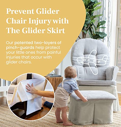 Glider Skirt, Universal Fit Safety Skirt for Glider Chair and Ottoman for Nursery, Baby Proofing Pinch Guard, Glider Chair and Ottoman Sold Separately, Lunar Grey Color