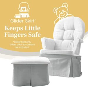 Glider Skirt, Universal Fit Safety Skirt for Glider Chair and Ottoman for Nursery, Baby Proofing Pinch Guard, Glider Chair and Ottoman Sold Separately, Lunar Grey Color