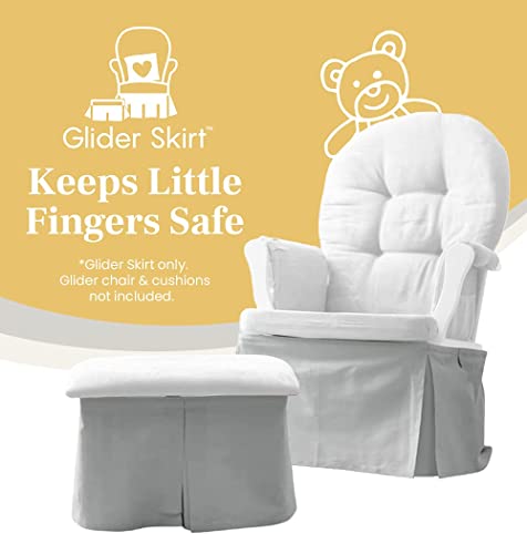 Glider Skirt, Universal Fit Safety Skirt for Glider Chair and Ottoman for Nursery, Baby Proofing Pinch Guard, Glider Chair and Ottoman Sold Separately, Lunar Grey Color