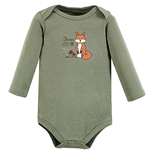 Hudson Baby Unisex Baby Cotton Long-Sleeve Bodysuits Forest Deer 5-Pack, 12-18 Months