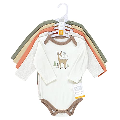 Hudson Baby Unisex Baby Cotton Long-Sleeve Bodysuits Forest Deer 5-Pack, 12-18 Months